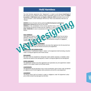 Hold Harmless Agreement Template: Editable Liability Waiver (WORD ...
