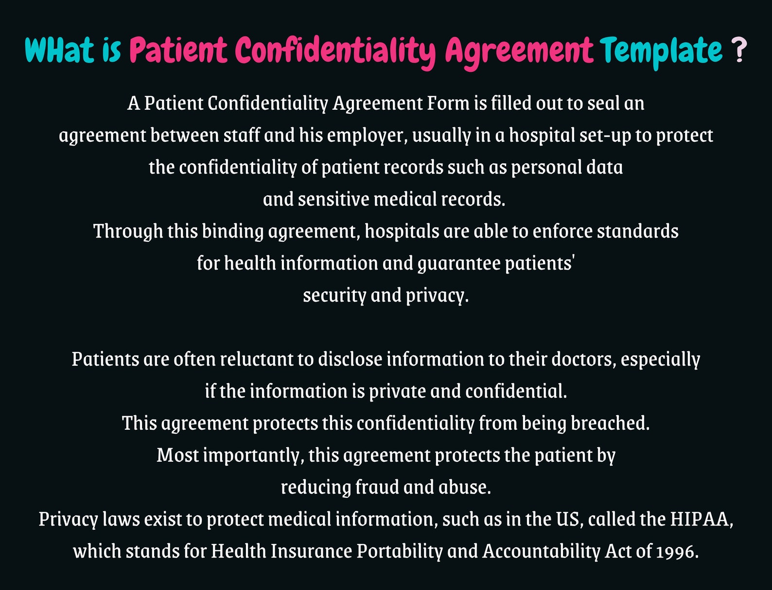 Patient Confidentiality Agreement Template: HIPAA Privacy Laws ...