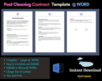 Swimming Pool Contract Template - Etsy