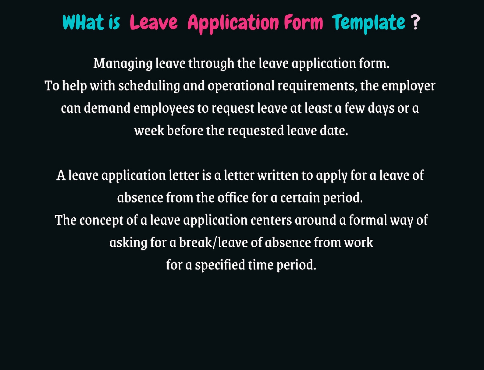 Simple Leave Application Form, HR Form, Employee Form, Sick Leave ...