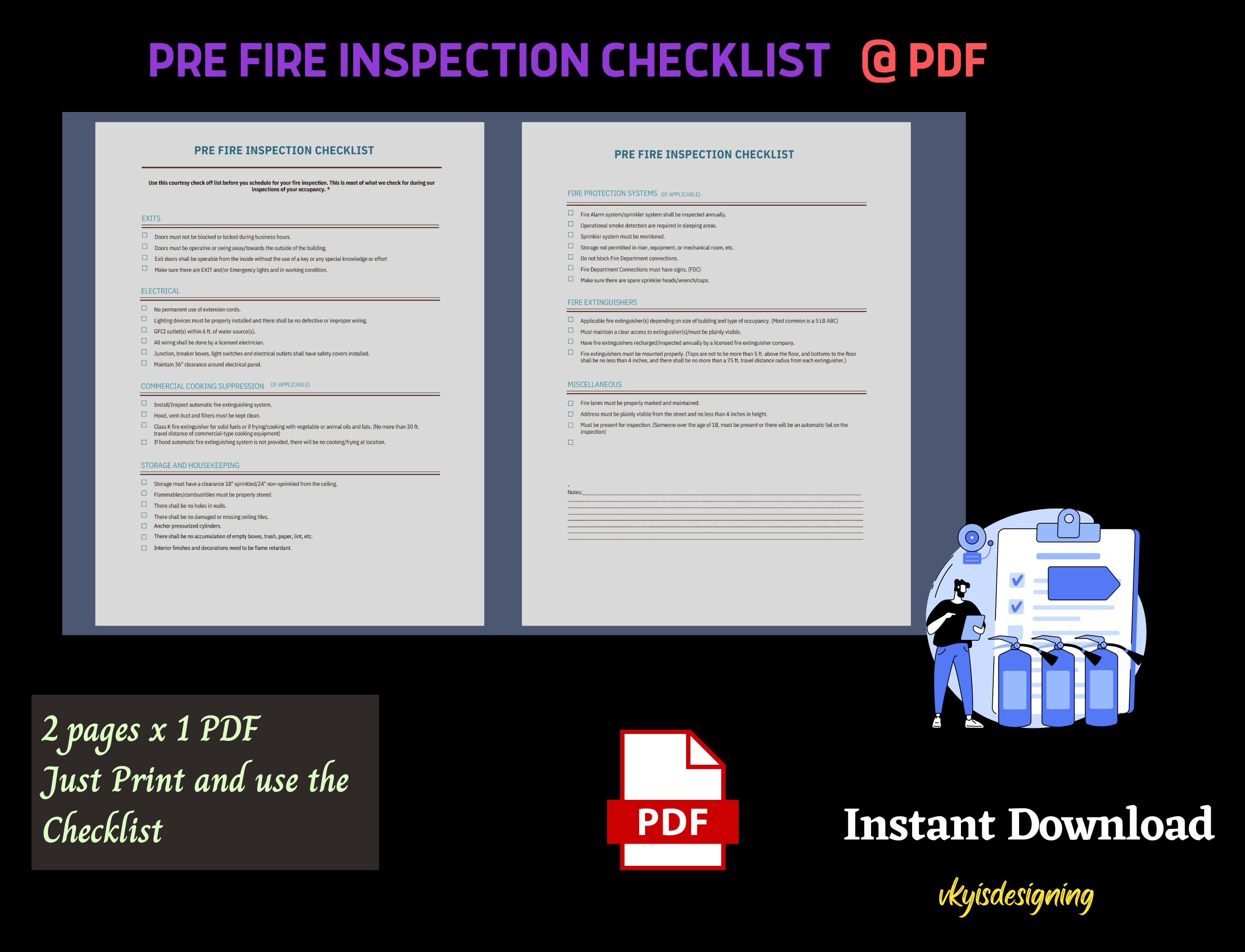 Fire Extinguishers Checklist Pre Fire Inspection Self-inspection ...