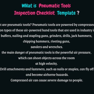Pneumatic Tools Inspection Checklist, Material Checklist, Inspection ...
