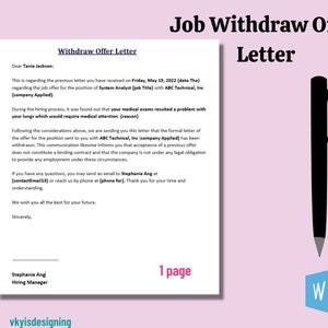 Withdraw Offer Letter, Withdraw Job Offer, Formal Letter, HR Letter ...