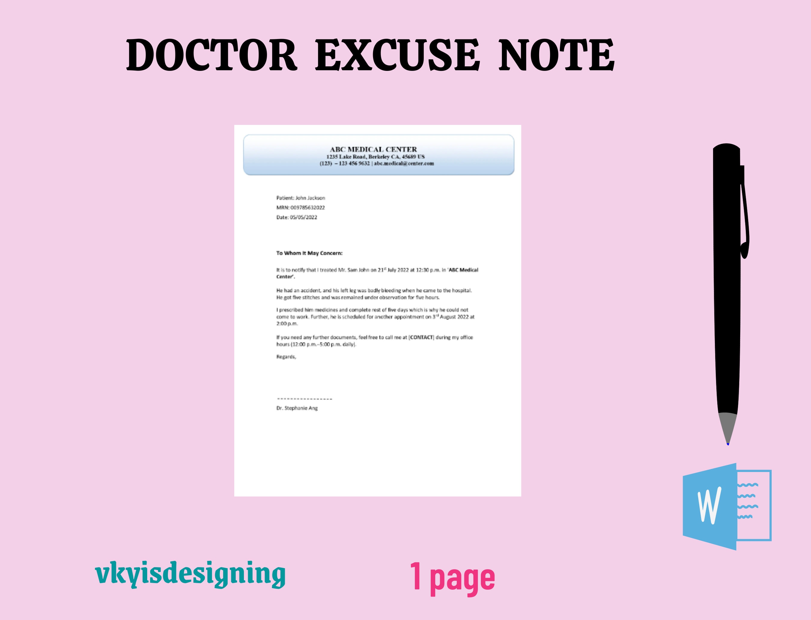 Dokters Excuses Brief Voor Werk