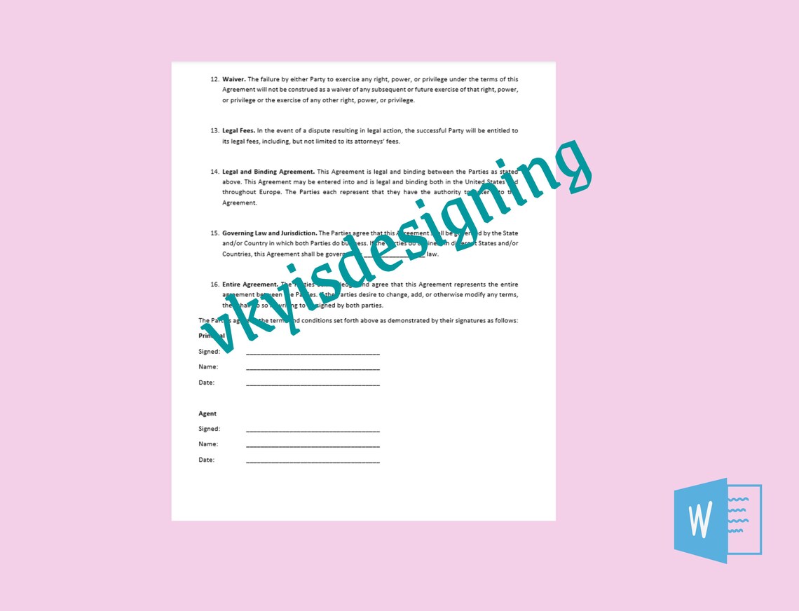 Easy to Edit Commission Agreement, Sales Agreement, Commission Employee ...