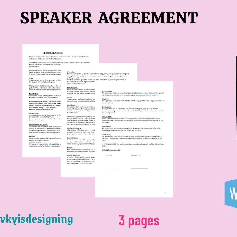 Speaker Agreement - Etsy