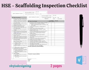 Scaffolding Daily Inspection Checklist - Etsy