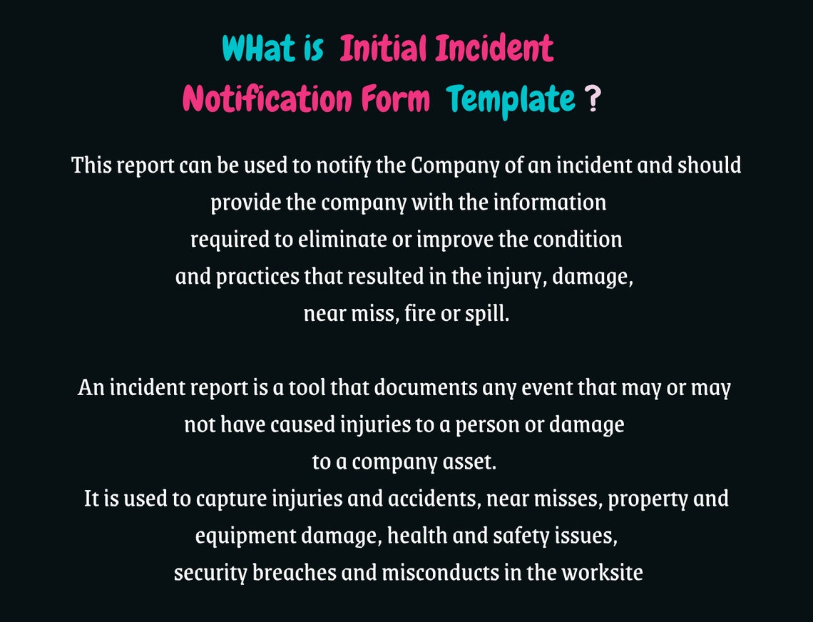 Initial Incident Report, Incident Notification, Safety Tools, Injury ...