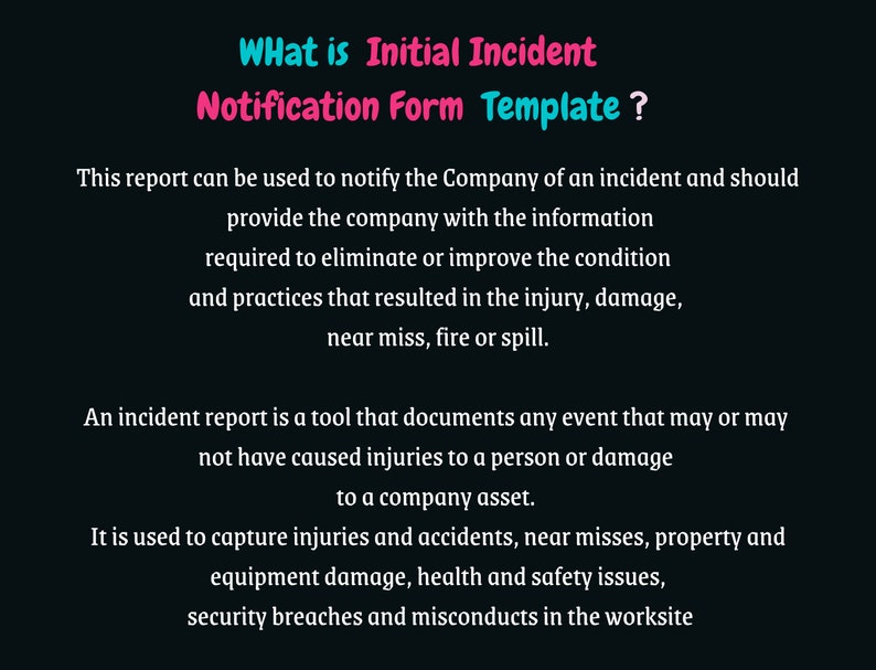 Initial Incident Report, Incident Notification, Safety Tools, Injury ...