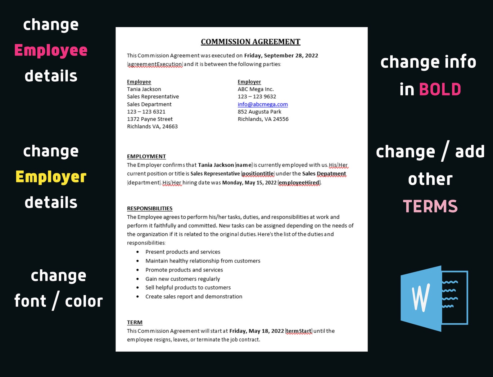 Commission Agreement * Bonus Contract * Sales Agreement * Employee ...