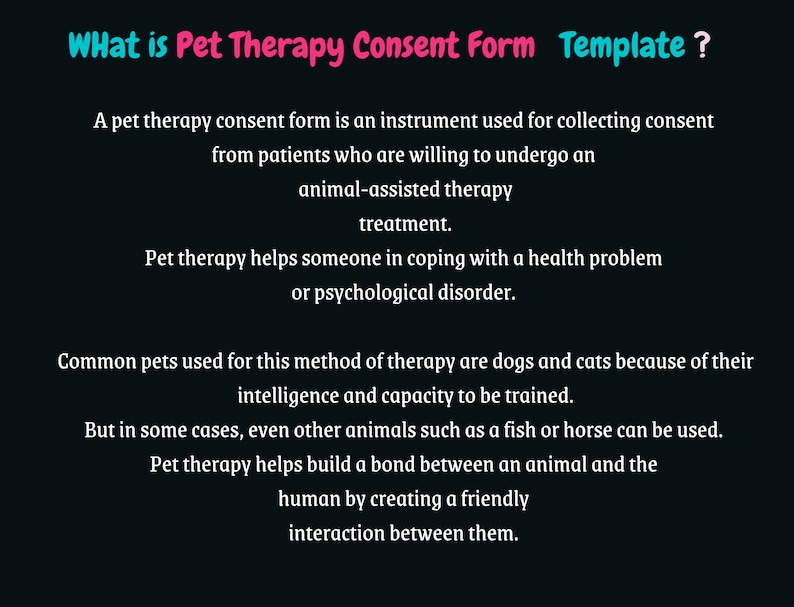 Pet Therapy Consent Form Template (editable Word) - Etsy