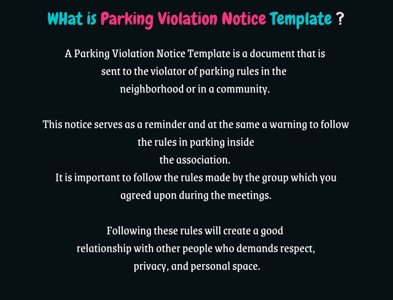 Parking Violation Notice, Warning Letter, Parking Warning, Wrong ...