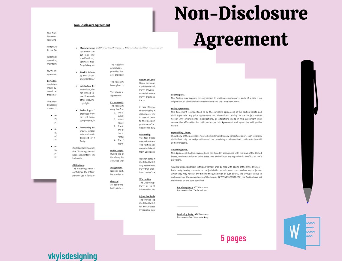 Non Disclosure Agreement NDA Form NDA Agreement Legal - Etsy
