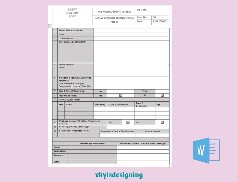 Initial Incident Report, Incident Notification, Safety Tools, Injury ...