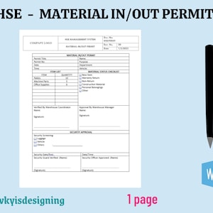 Material In, Material Out Permit, Gate Pass Entry, Entry Permit ...