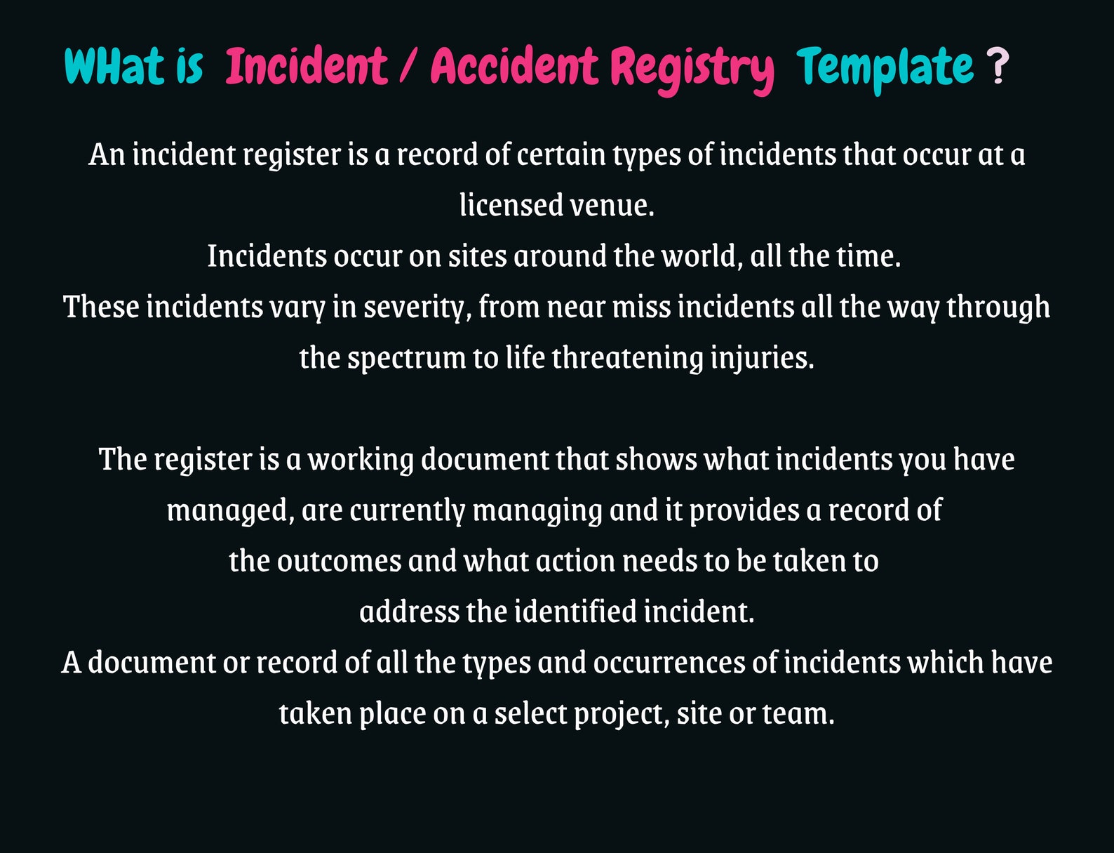Accident & Incident Register Template: Workplace Safety Form (WORD) - Etsy
