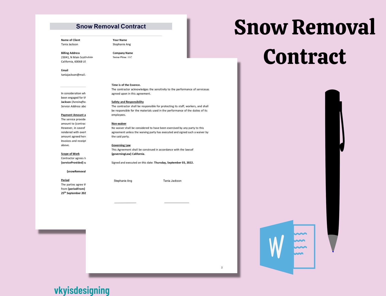 Snow Removal Contract Snow Plow Contract Snow Blowing Service Snow Plow ...