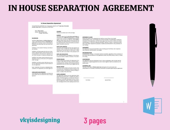 In House Separation Agreement Parents Agreement Marriage - Etsy