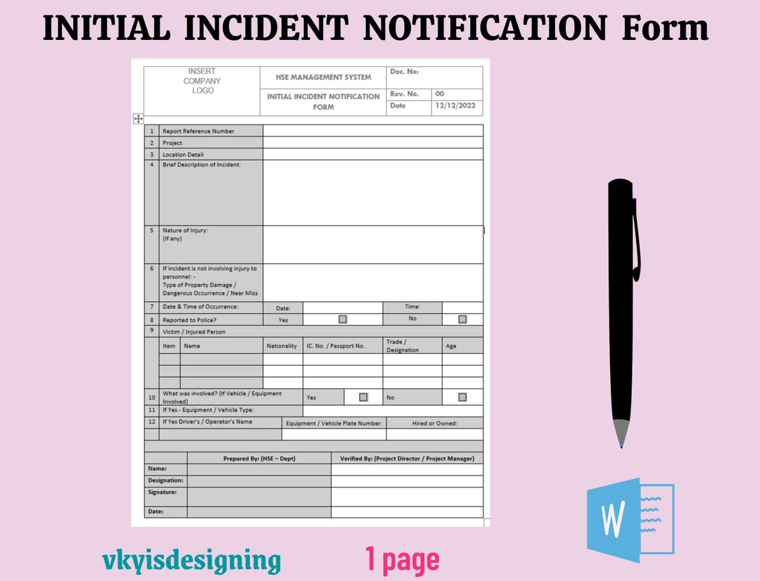 Initial Incident Report, Incident Notification, Safety Tools, Injury ...