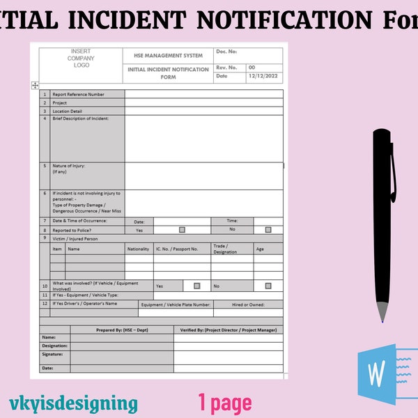 Incident Report Form - Etsy