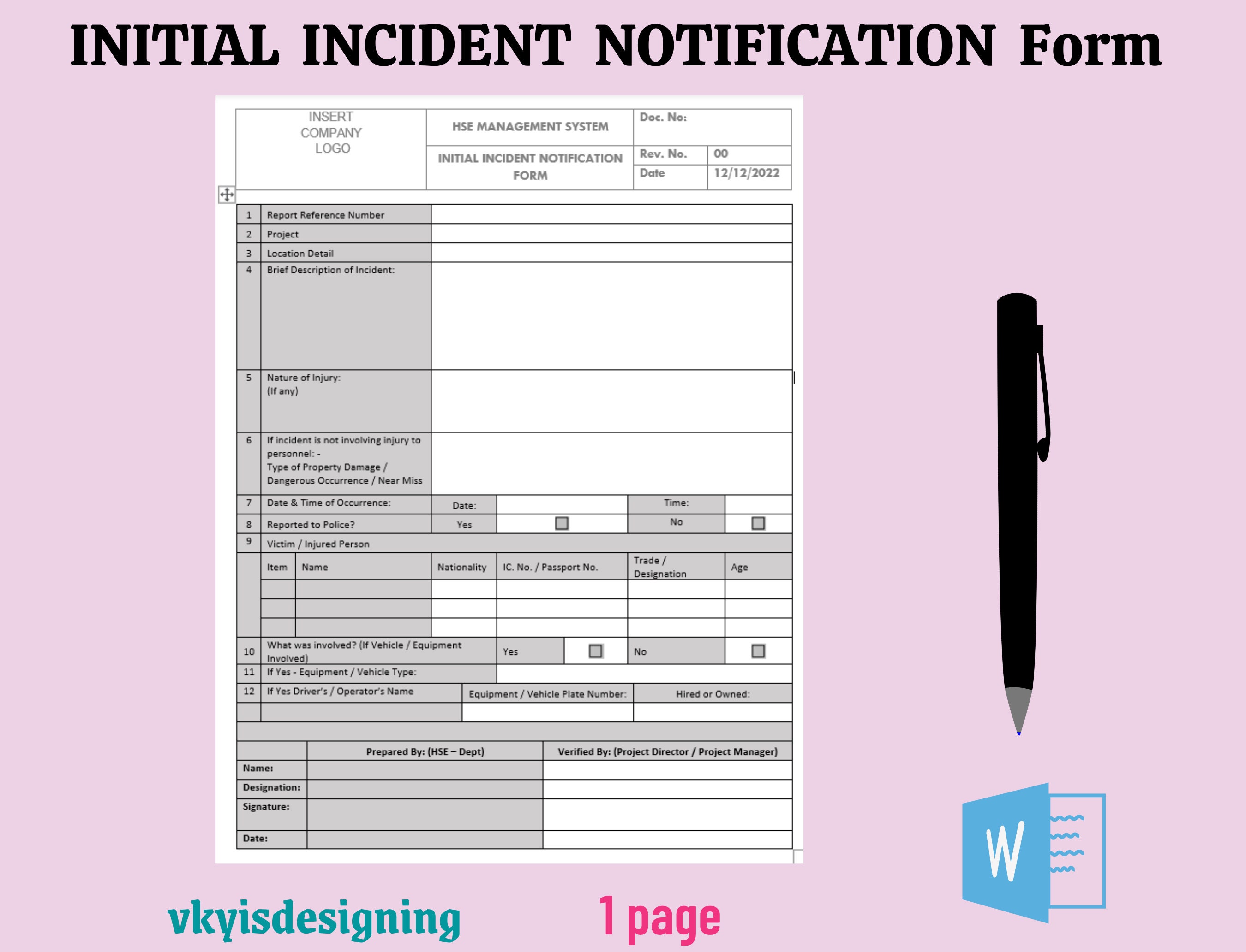 Initial Incident Report, Incident Notification, Safety Tools, Injury ...
