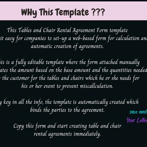 Editable Table and Chair Rental Agreement (A4 PDF) , Table Chair ...
