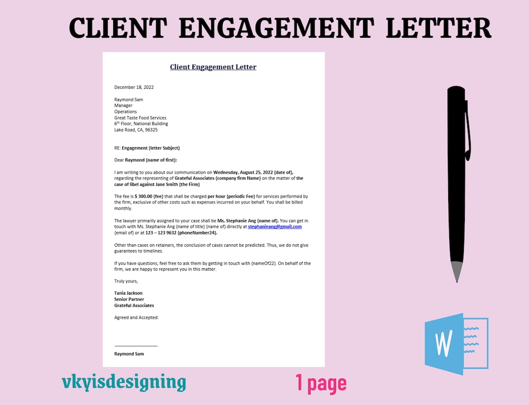 Client Engagement Letter Template: Editable Business Contract (WORD) - Etsy