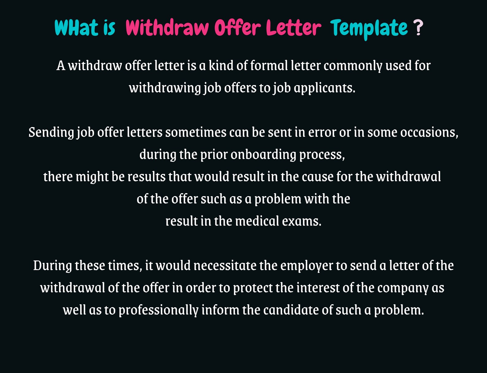 Withdraw Offer Letter, Withdraw Job Offer, Formal Letter, HR Letter ...