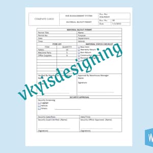 Material In, Material Out Permit, Gate Pass Entry, Entry Permit ...