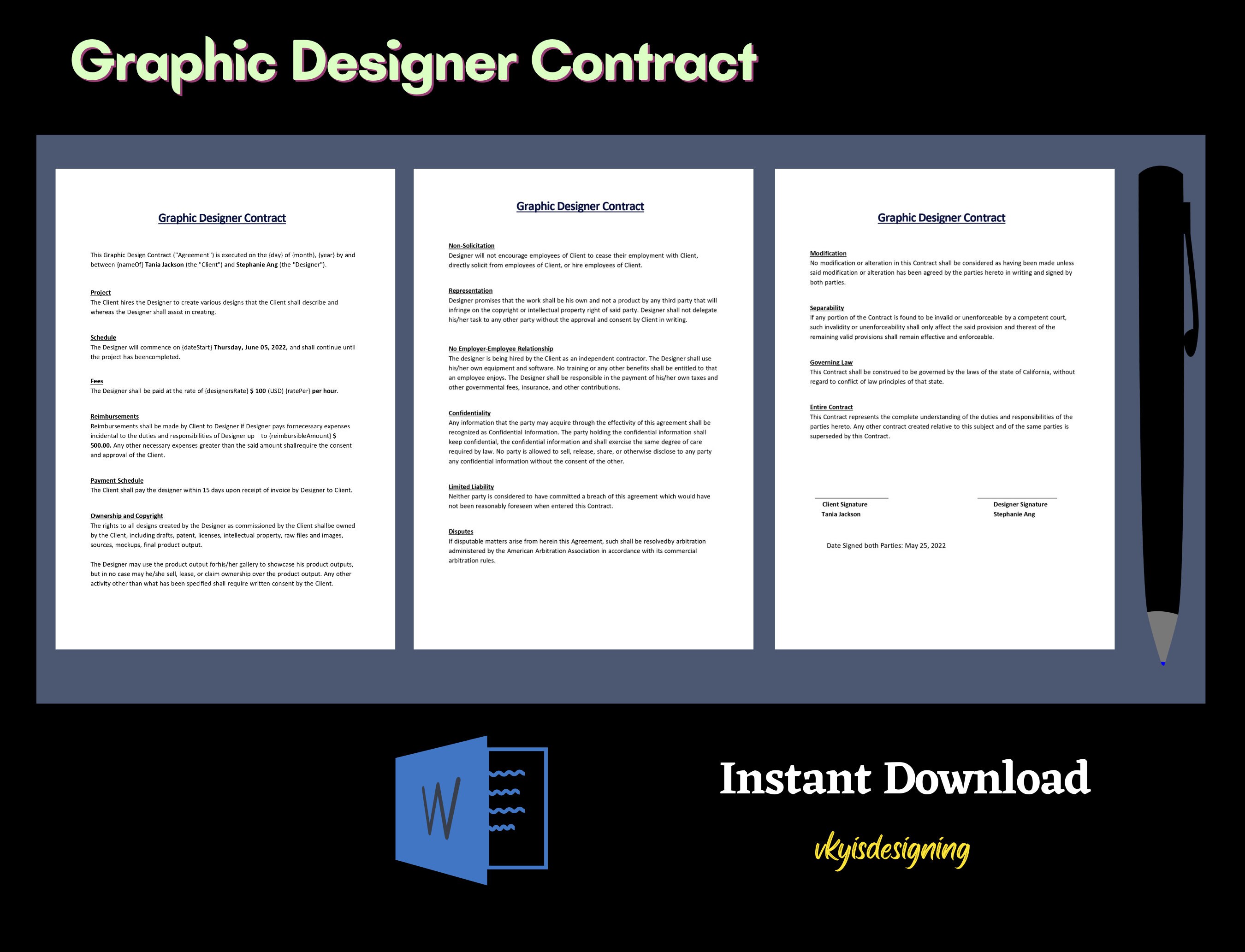 Graphic Designer Contract * Client Contract - Designer Agreement ...