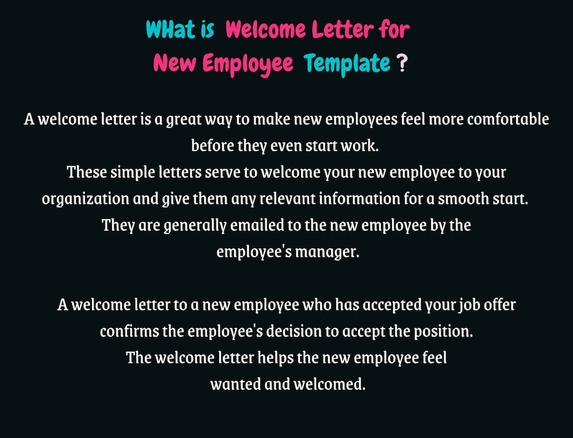 New Employee Welcome Letter Template: HR Staffing Form (word Editable ...