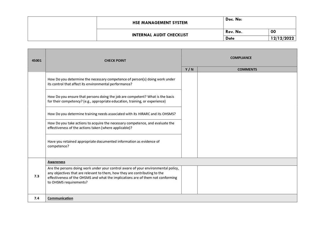 Internal Audit Checklist Audit Checklist Safety Audit Etsy
