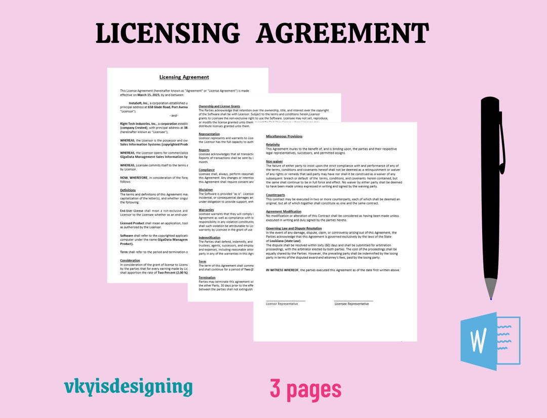 Licensing Agreement, Copyright Agreement, License Agreement, Royalty ...