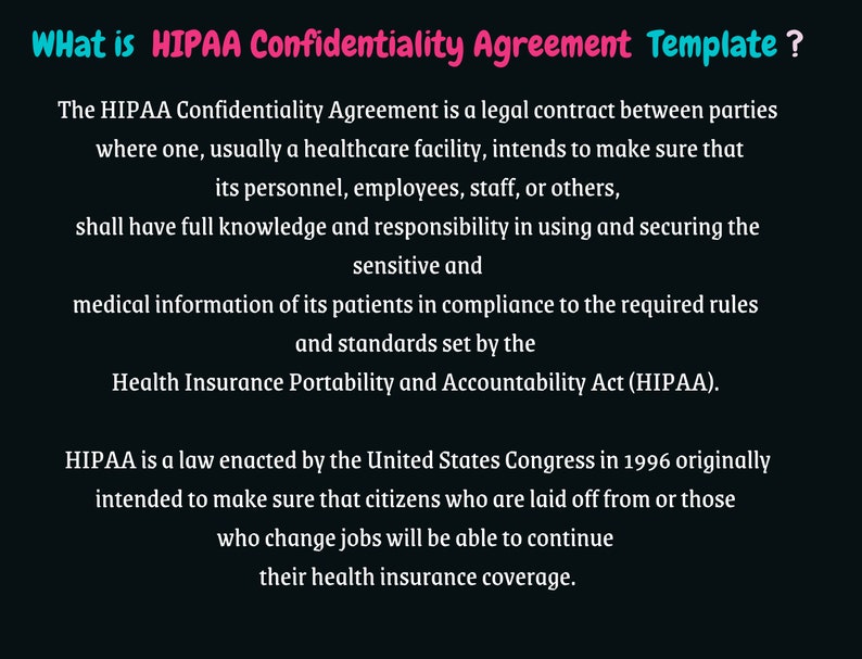 HIPAA Confidentiality Agreement Template: Patient Privacy (word ...