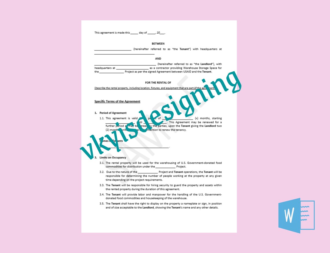Warehouse Contract Template: LLC, Logistics, Trucking, Freight (word ...