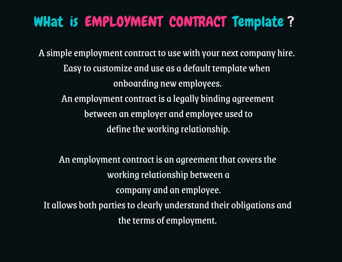 Employment Contract, HR Contract, Job Agreement, New Hire Packet ...