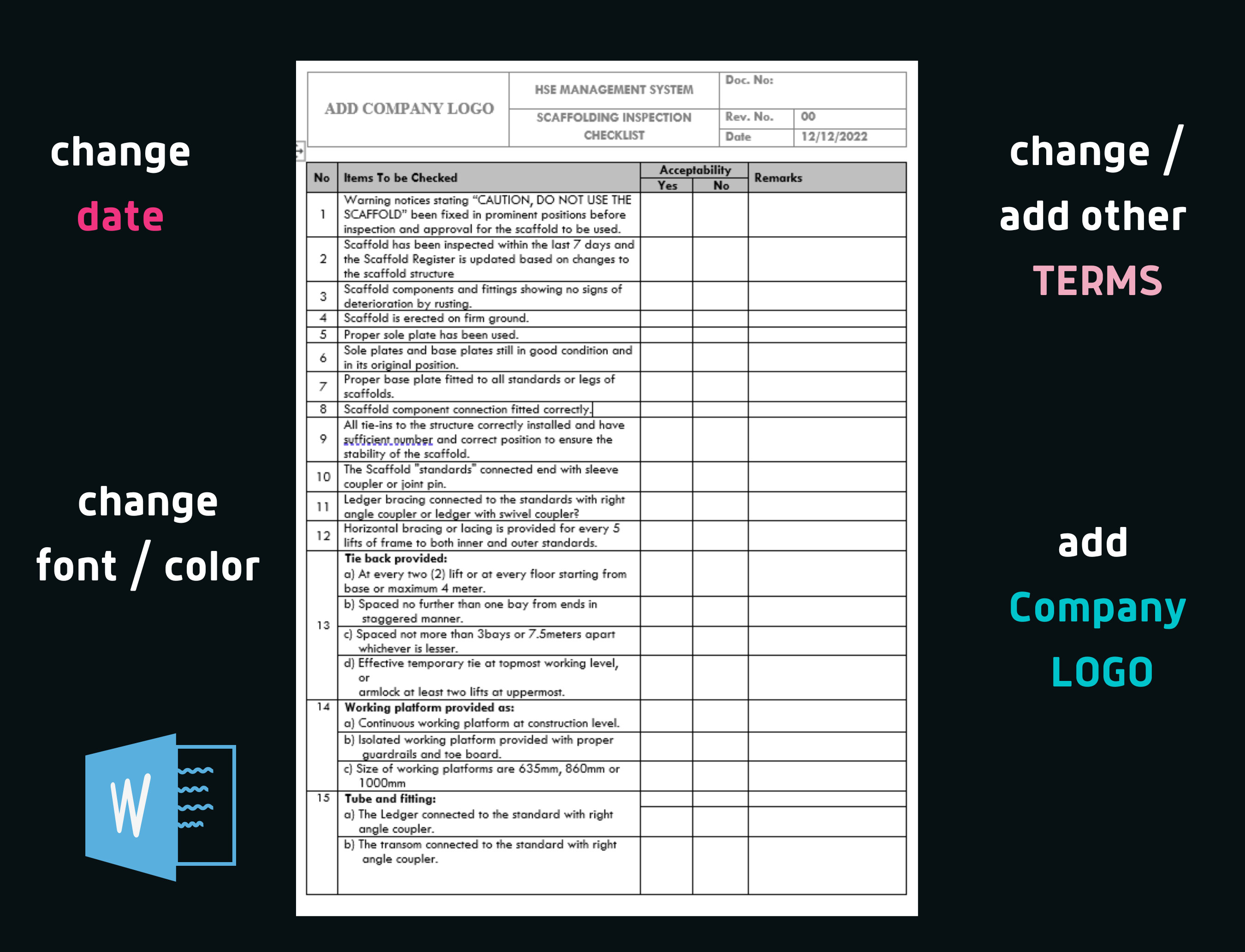 E-T-8-0546 Mobile Scaffold Inspection Checklist – BXEZAV