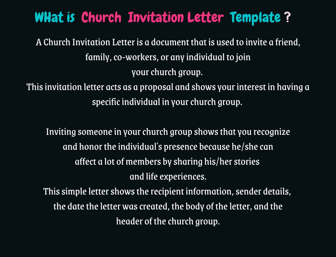 Editable Church Invitation Letter Template (word File) - Etsy