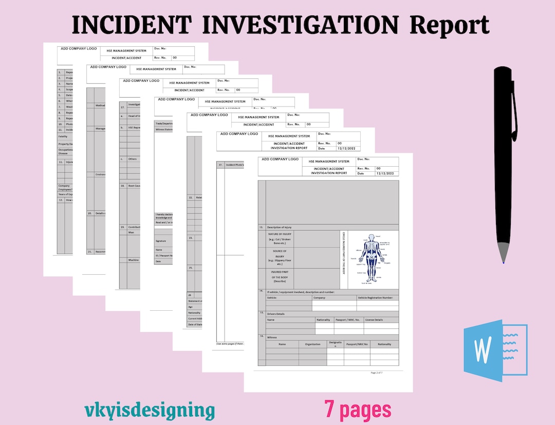 Accident Investigation Report - Incident Report * Safety Tools * Injury ...