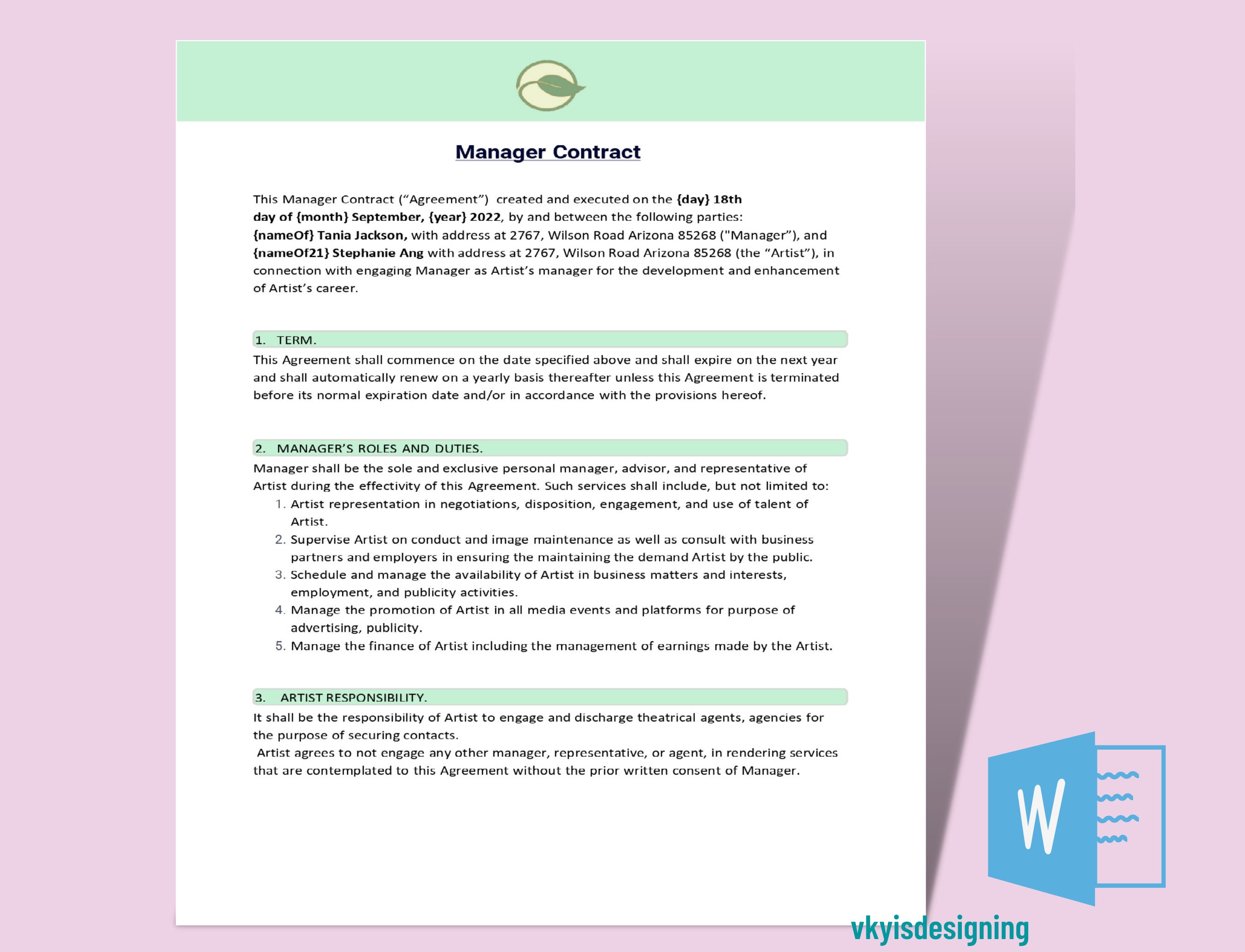 Manager Contract * Client Management * Service Agreement * Virtual ...