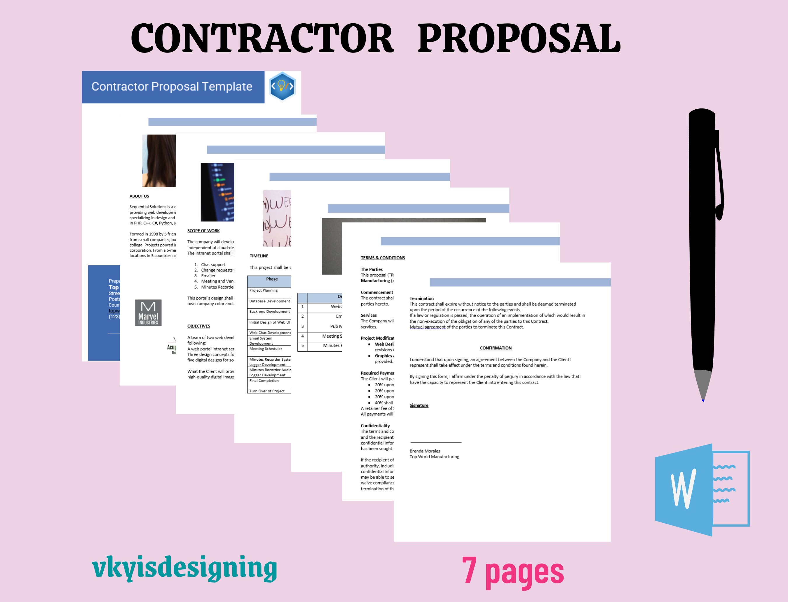 Contractor Proposal, Web Designing Proposal, Written Offer, Project ...