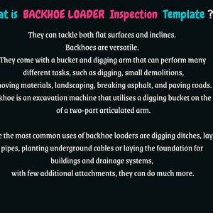 Backhoe Loader Inspection Checklist: HSE Safety Policy (WORD) - Etsy