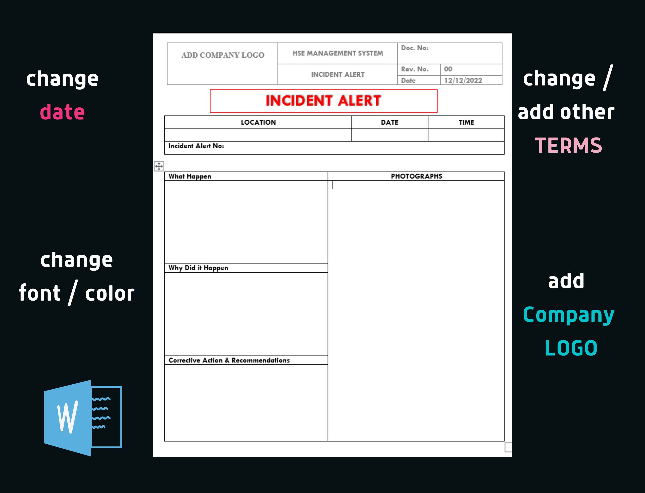 Incident Alert, Warning Alert Report, Incidental Warning, Accident ...