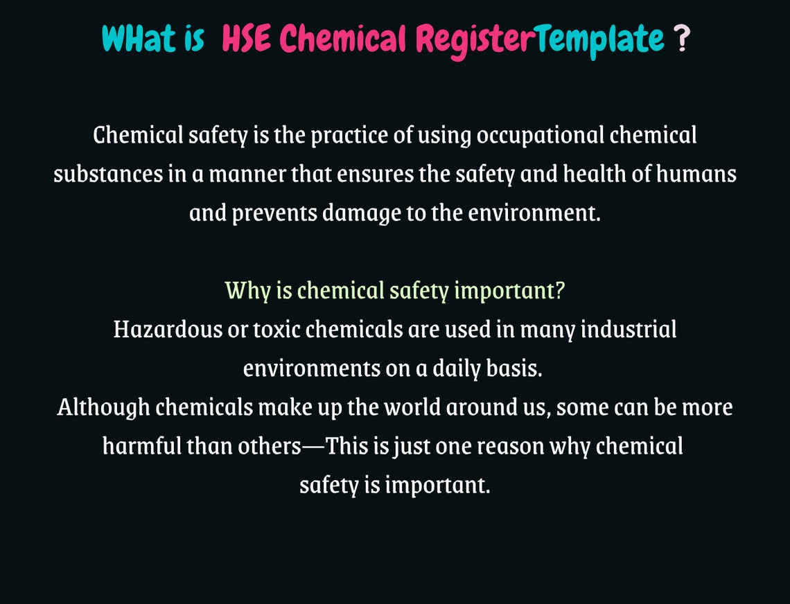 Chemical Register Template: HSE Safety Records (editable WORD) - Etsy