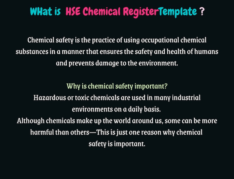 Chemical Register Template: HSE Safety Records (editable WORD) - Etsy