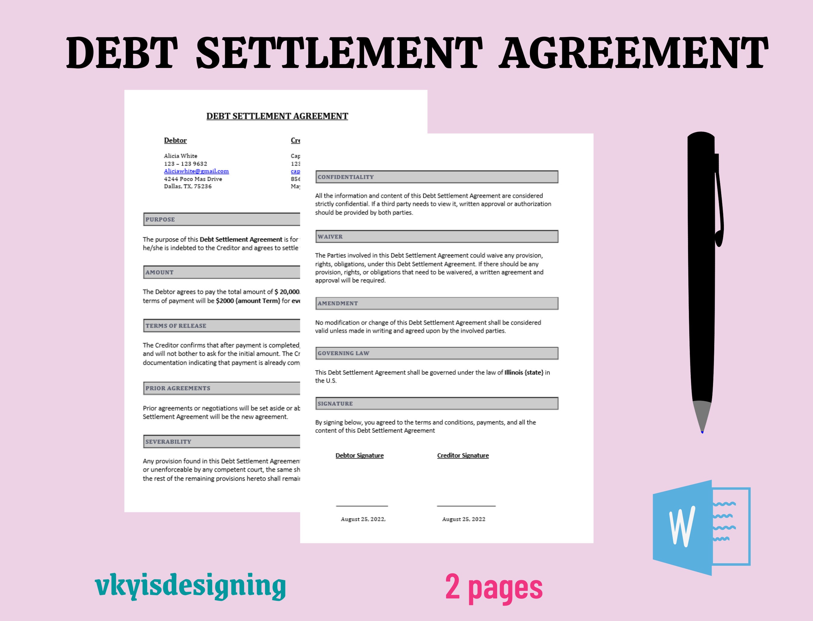 Debt Settlement Agreement Template