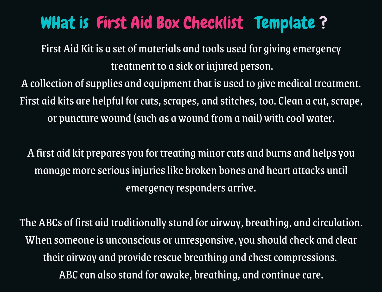 First Aid Kit Checklist: Editable Medicine Bag Inventory (WORD Template ...