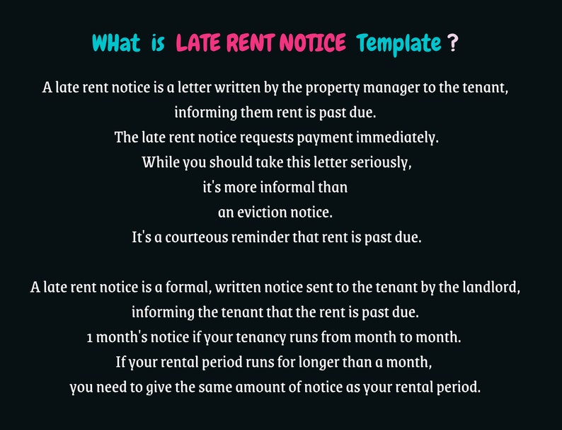 Late Rent Notice, Late Rent Payment, Overdue Rent, Delay Rent Notice ...