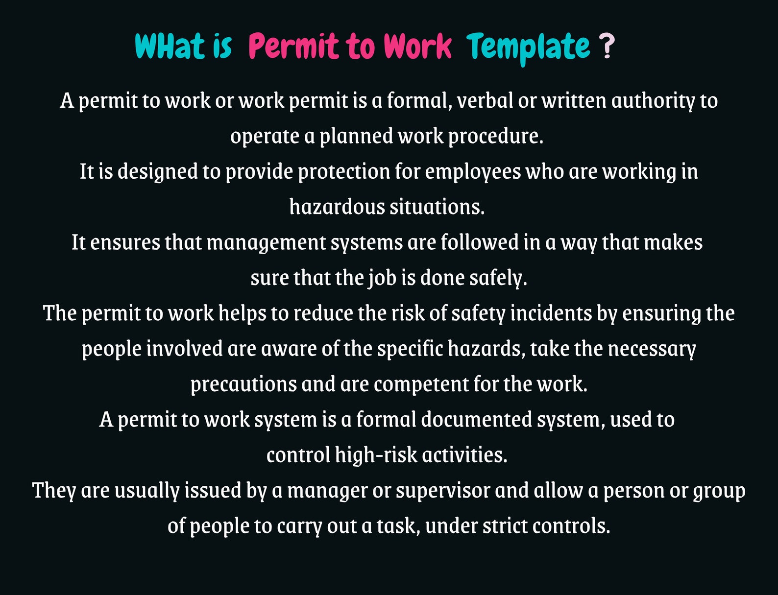 Permit to Work Template: Health & Safety, PTW (MS Word) - Etsy