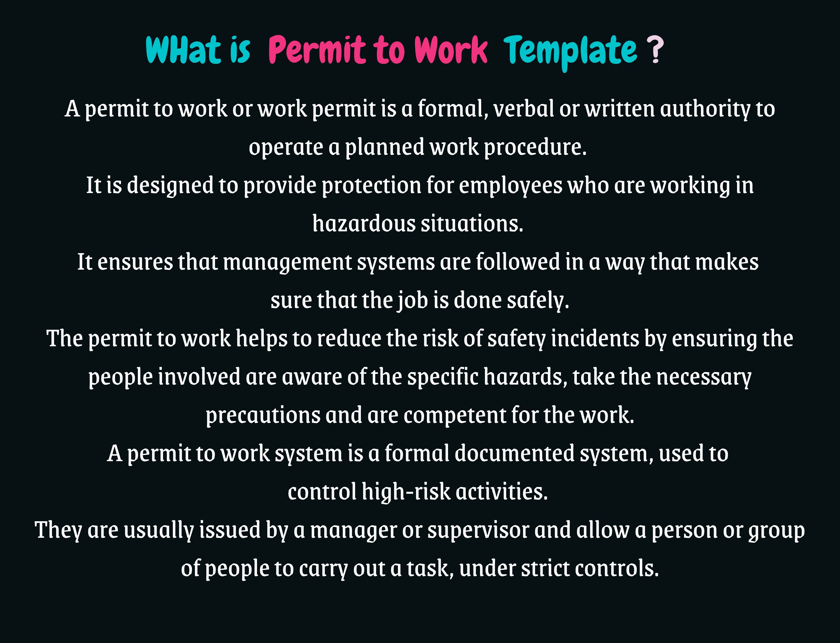 Permit to Work, Work Permit, PTW, Health Safety, Safety Tools, Control ...